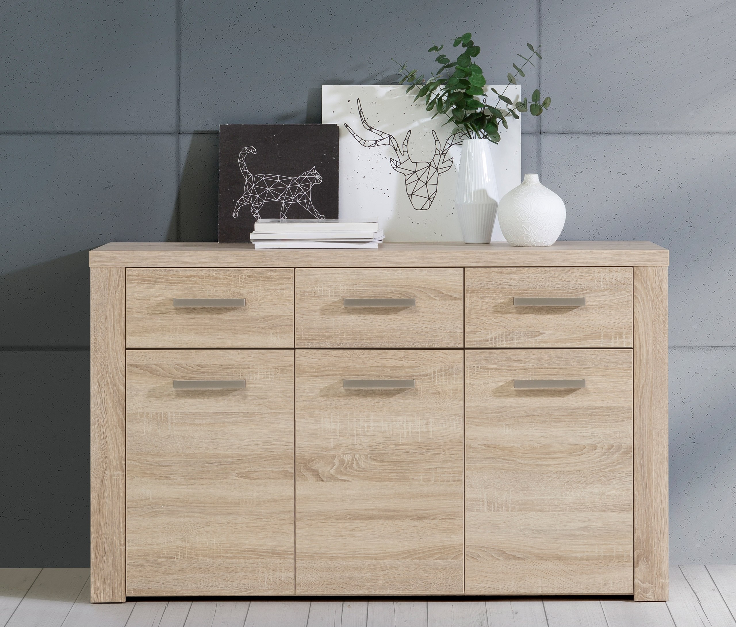 Stilvolle Poco Sideboard Sonoma Eiche Ebenbild