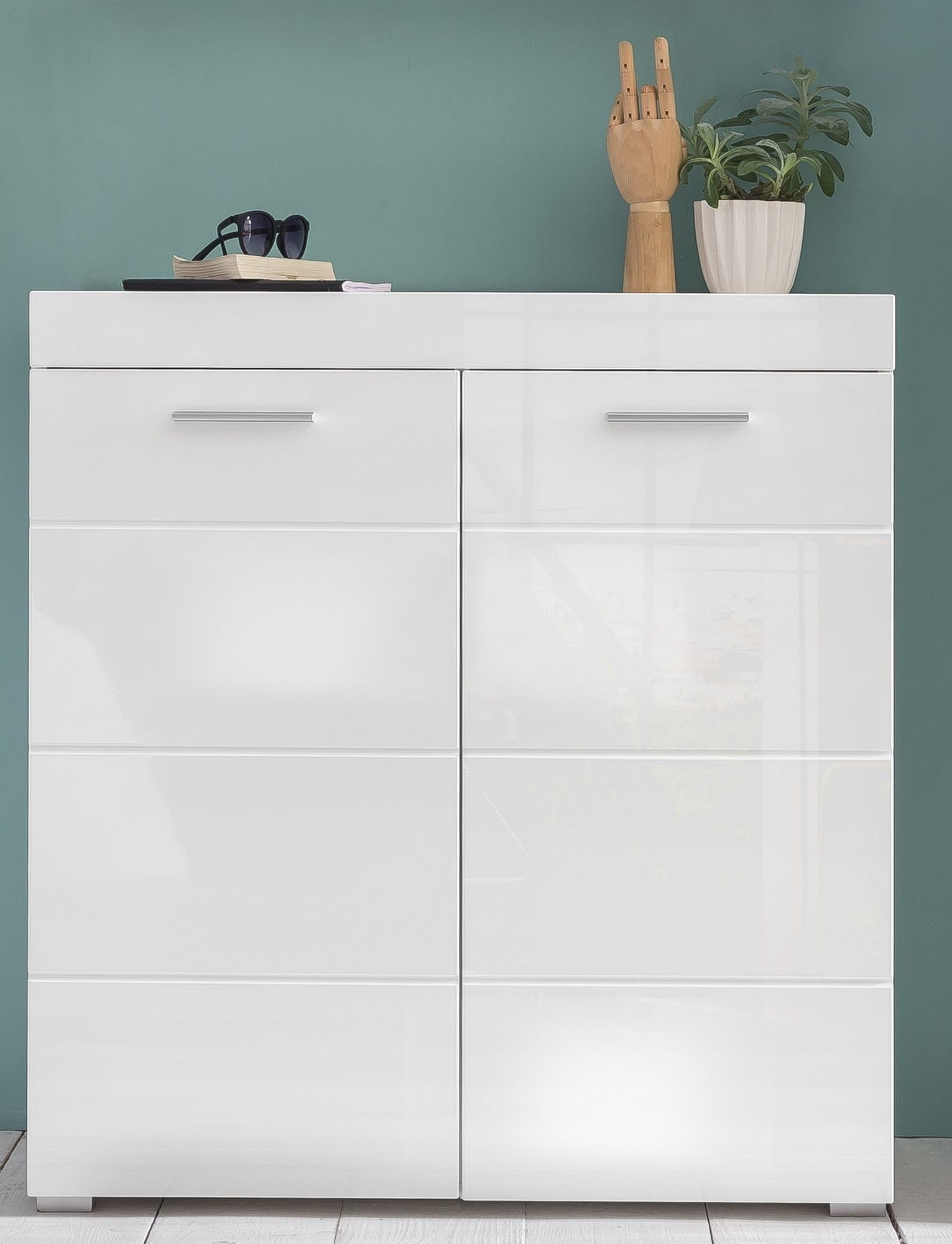 Schuhschrank Weiss Hochglanz