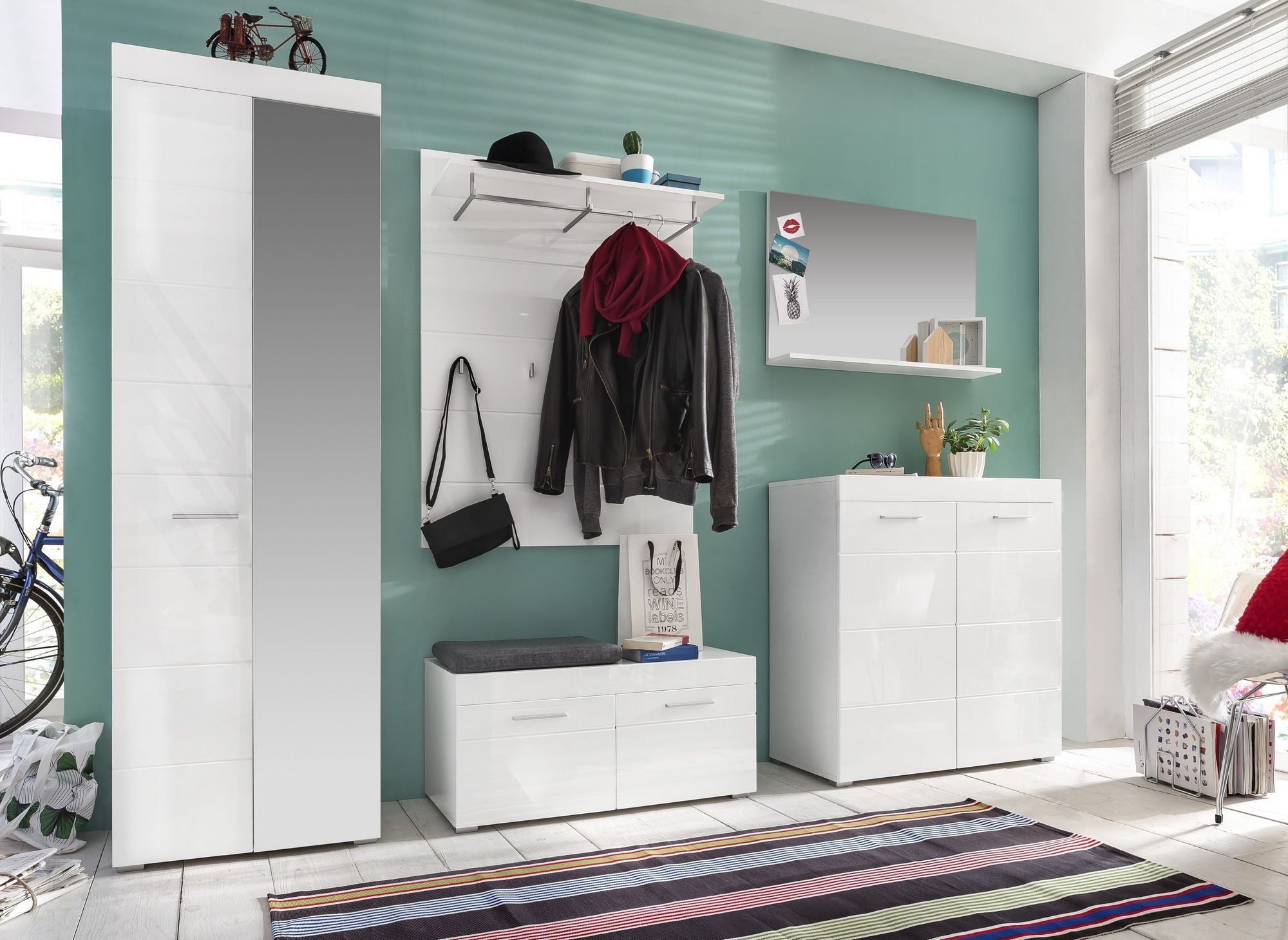Garderobenschrank Weiss Hochglanz
