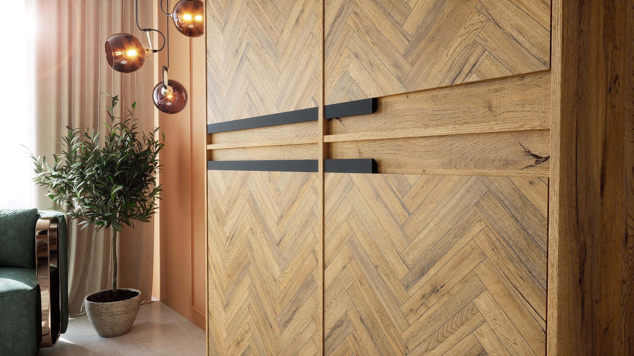 Highboard Bartex Eiche Fischgrätenmuster Newfurn