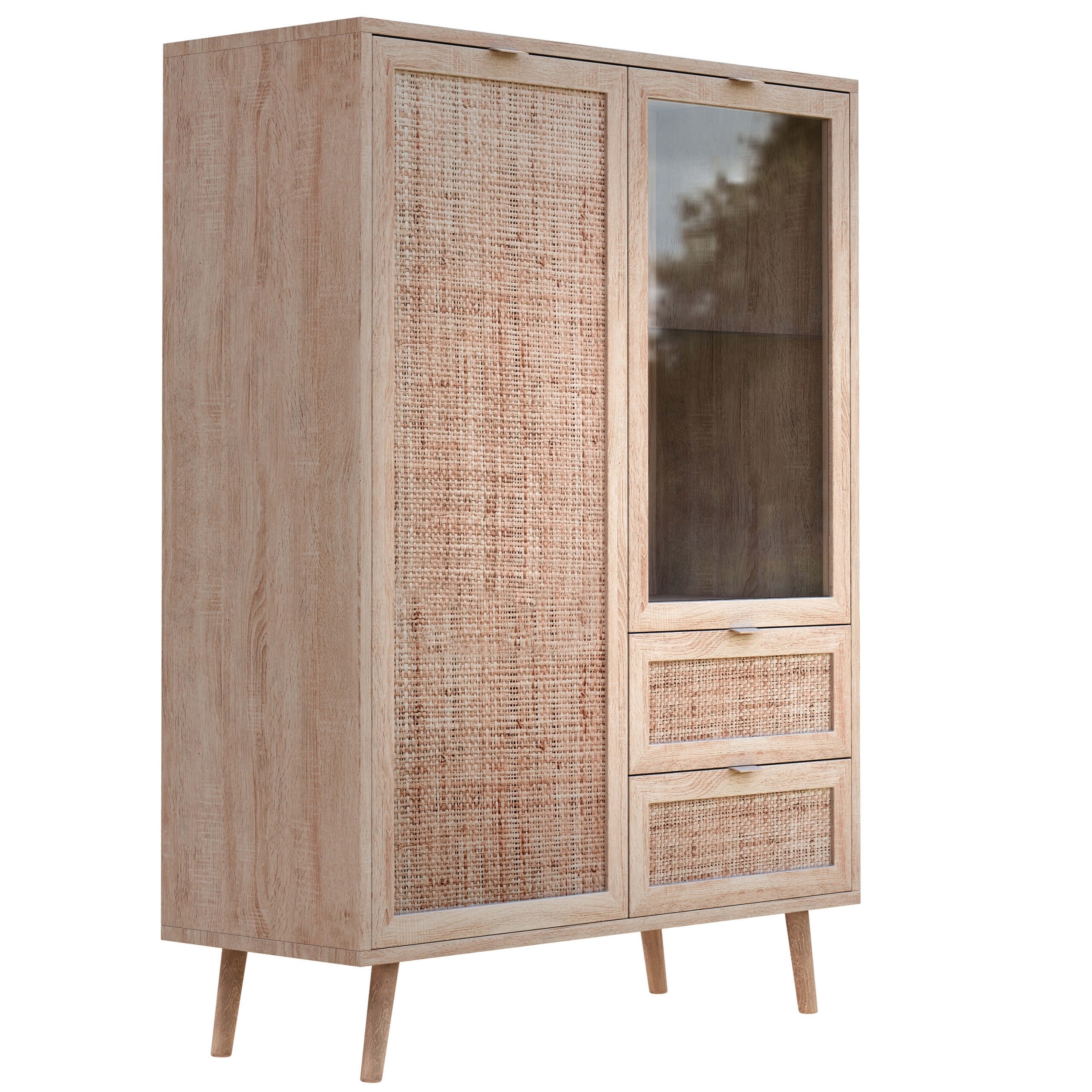 Highboard Rattan Optik Sonoma Eiche Newfurn