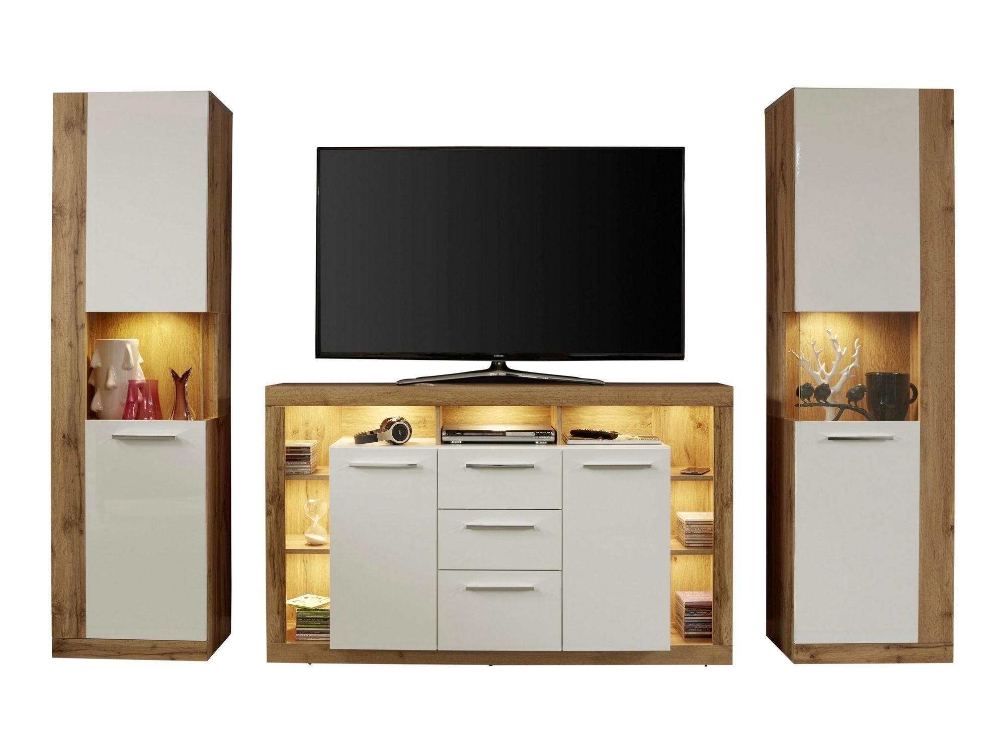 Wohnwand Weiß Hochglanz Newfurn