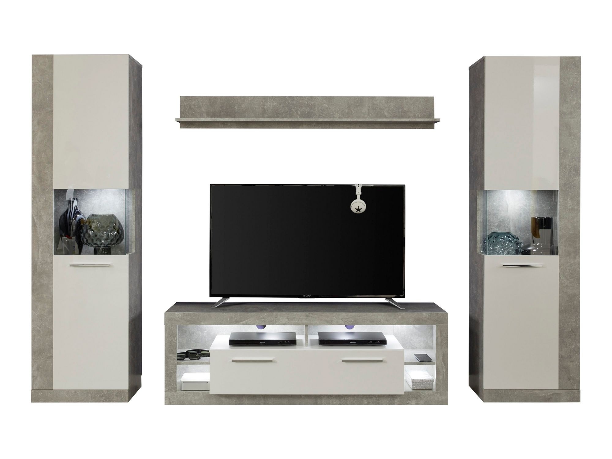 Wohnwand Weiß Hochglanz Newfurn