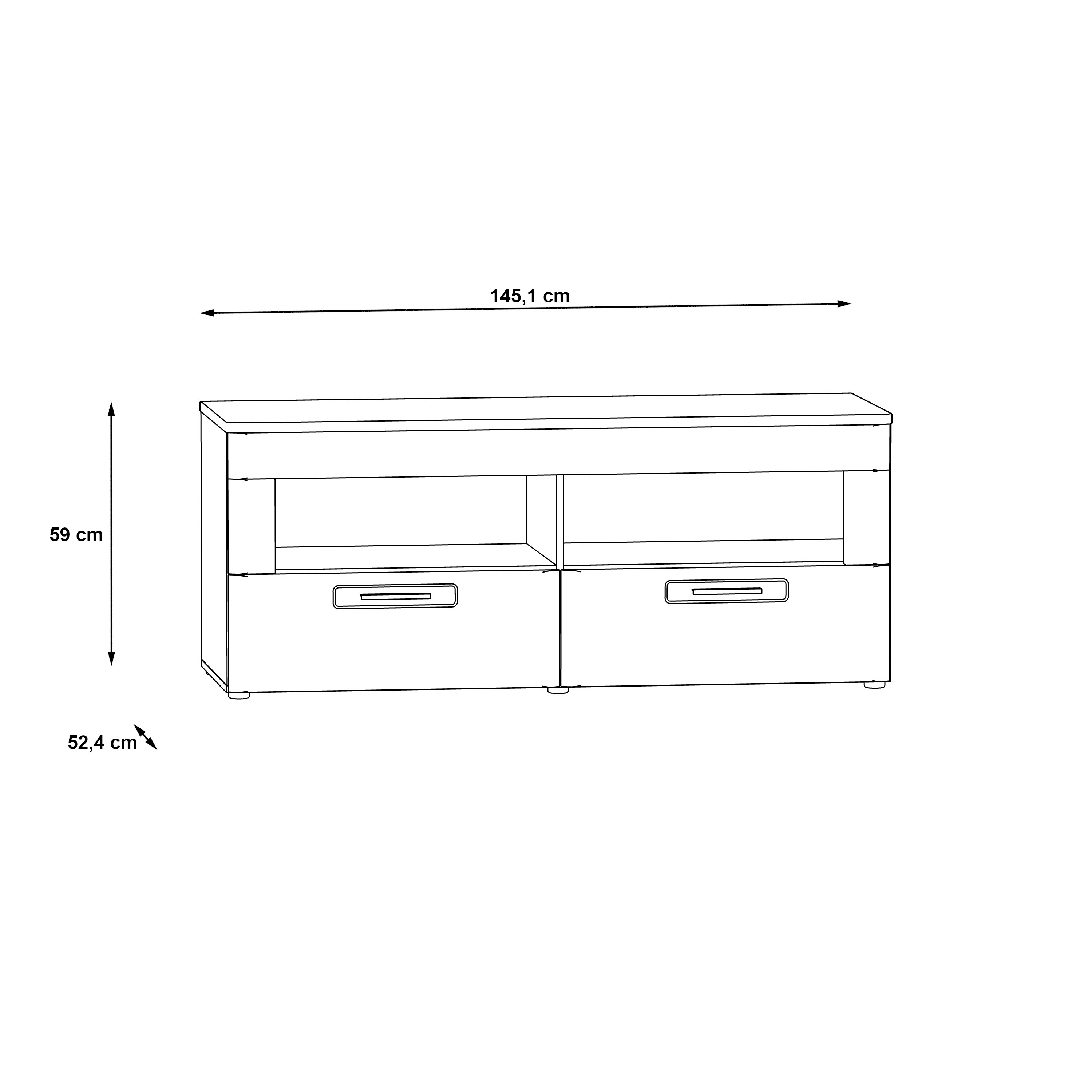 TV Lowboard Weiß mit Artisan Eiche Newfurn