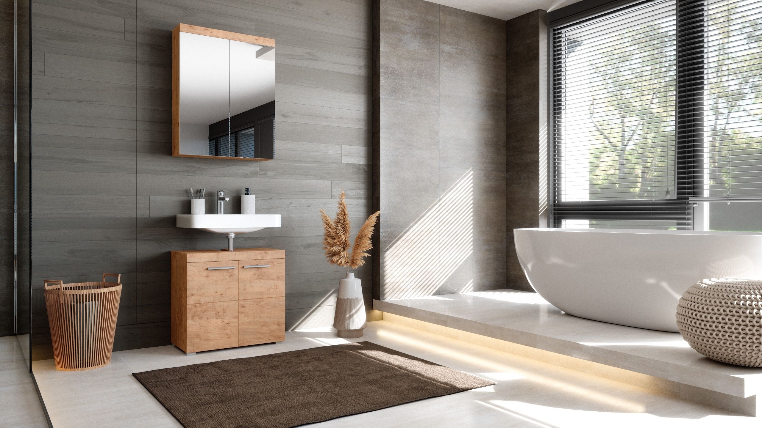 Badezimmer Set 3 Wildeiche Newfurn
